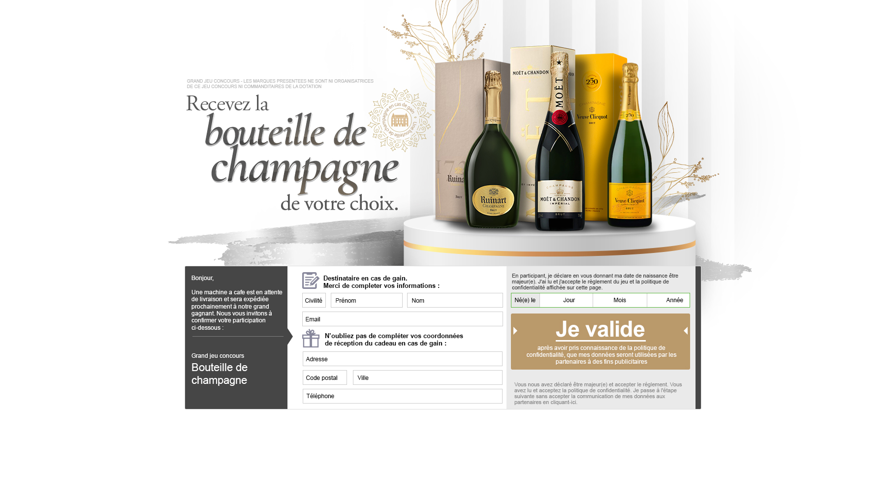 Grand jeu concours Bouteille de champagne