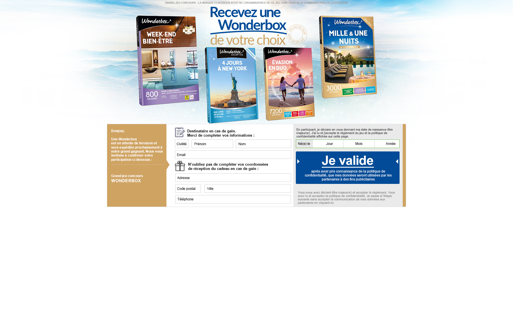 Grand jeu concours Wonderbox