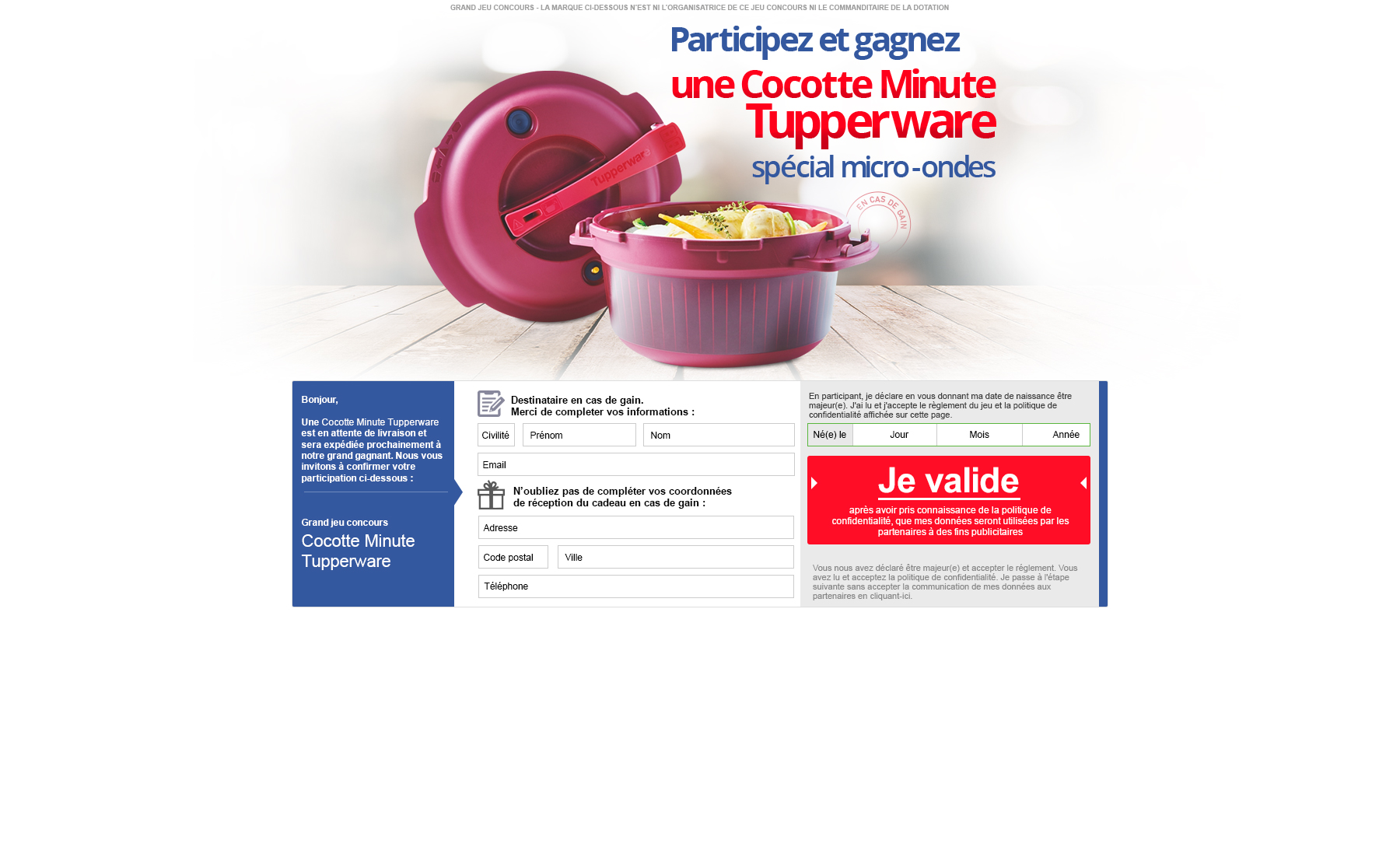Grand jeu concours Tupperware
